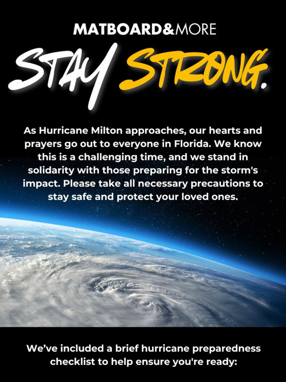 Matboard and More: Sending Prayers and Hurricane Checklist as Milton ...