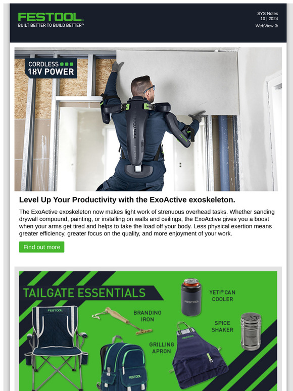 Festool: Experience the future of work! Meet the ExoActive Exoskeleton. | Milled