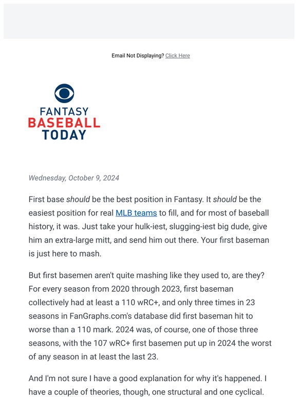 CBS Sports: The state of the first base position heading into 2025 | Milled