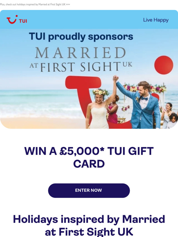 TUI: Try your luck in our competition to win a £5,000* TUI Gift Card ...