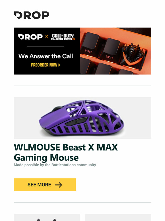 Drop: WLMOUSE Beast X MAX Gaming Mouse, Drop Artisan Keycap Call of ...
