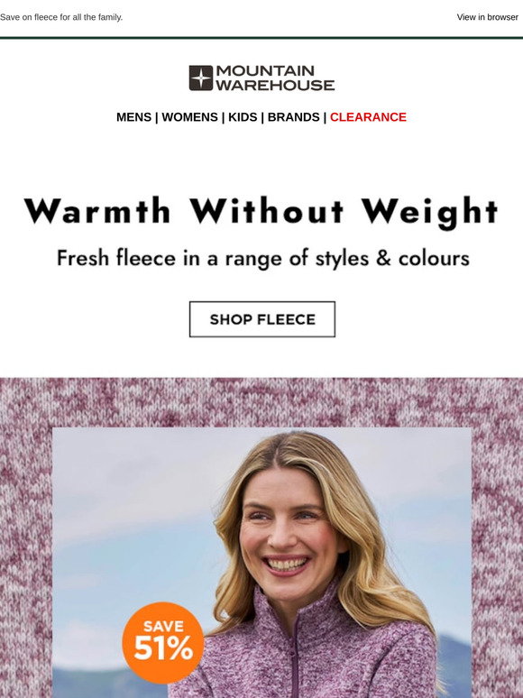 Mountain Warehouse: Fresh Fleece in a Range of Styles & Colours | Milled