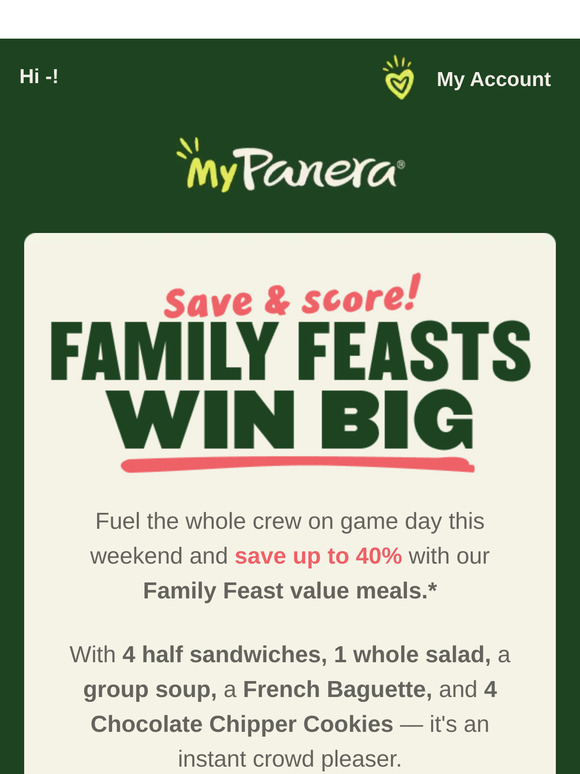 Panera Bread: Save up to 40% with Family Feasts! Major WIN! 🏈 | Milled