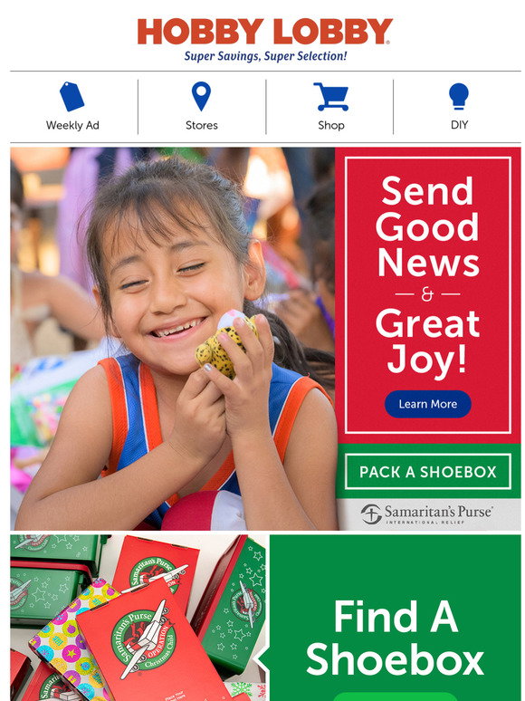 Hobby Lobby: Pack A Gift-Filled Shoebox With Us! | Milled