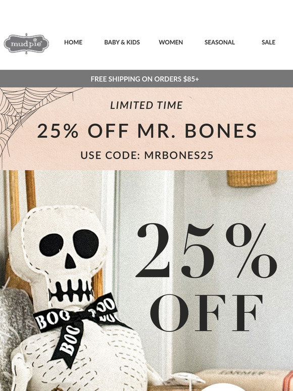 Mud Pie: Our VIRAL Skeleton Sitter is now on SALE!💀 | Milled