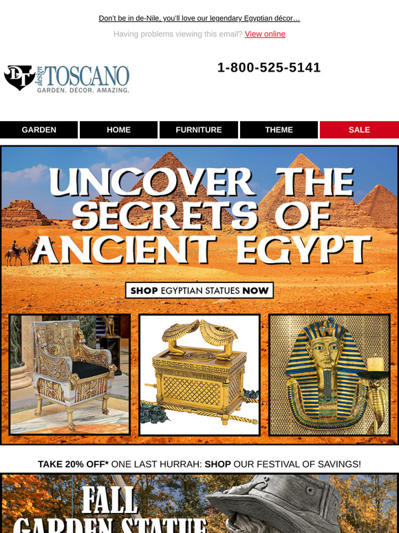 Design Toscano: 🐪 Toscano’s Egyptian Statues & Décor are on ...
