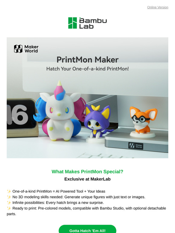 Bambu Lab: Exclusively in MakerLab – Hatch Your PrintMon Now! 🐣 | Milled