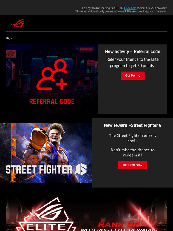 ASUS: [ROG ELITE] New Game Codes + Refer a friend & Earn Points! | Milled