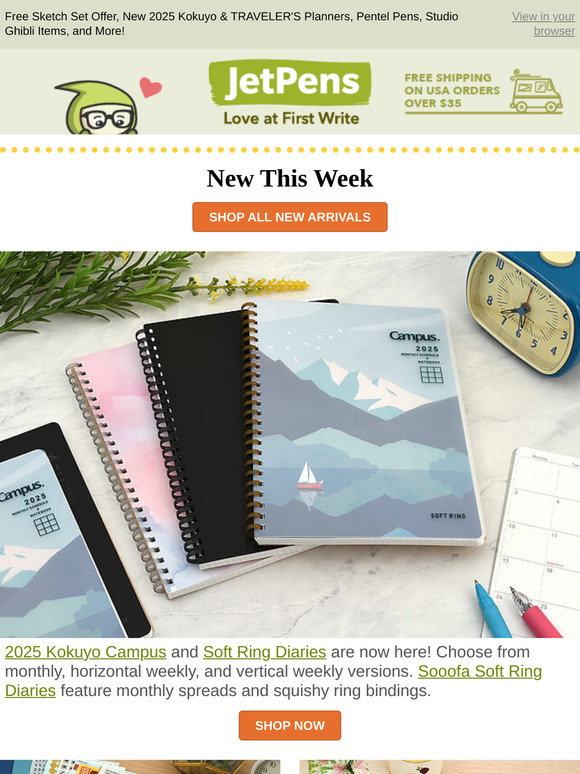 JetPens: Free Sketch Set Offer, New 2025 Kokuyo & TRAVELER'S Planners ...