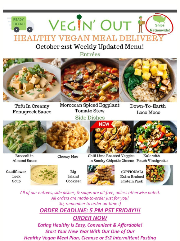 Vegin' Out: 👋 Your Vegan Menu for October 21st 2024 | Milled