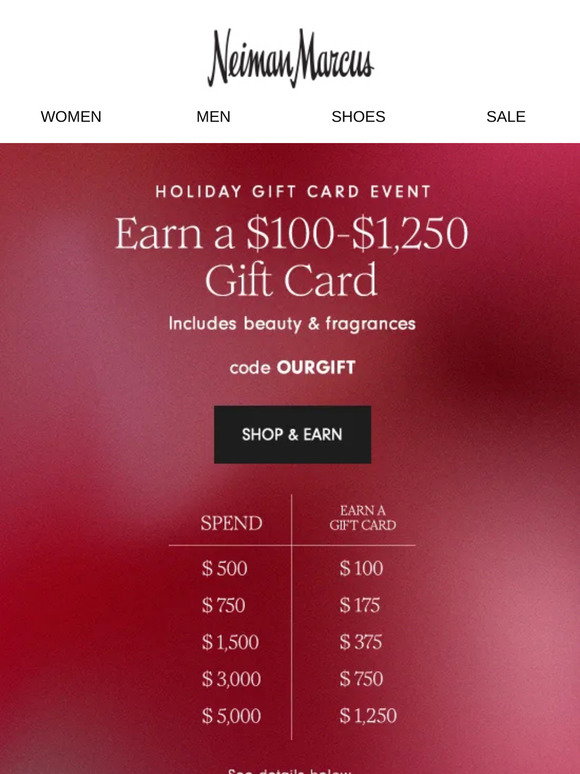 Neiman Marcus: $100-$1,250: Earn a gift card today | Milled