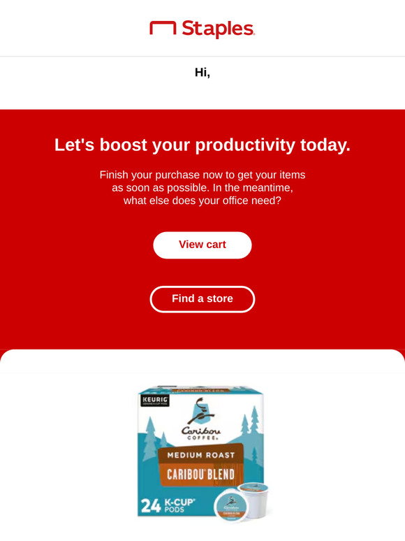 Staples: Following up — this is still in your cart. | Milled