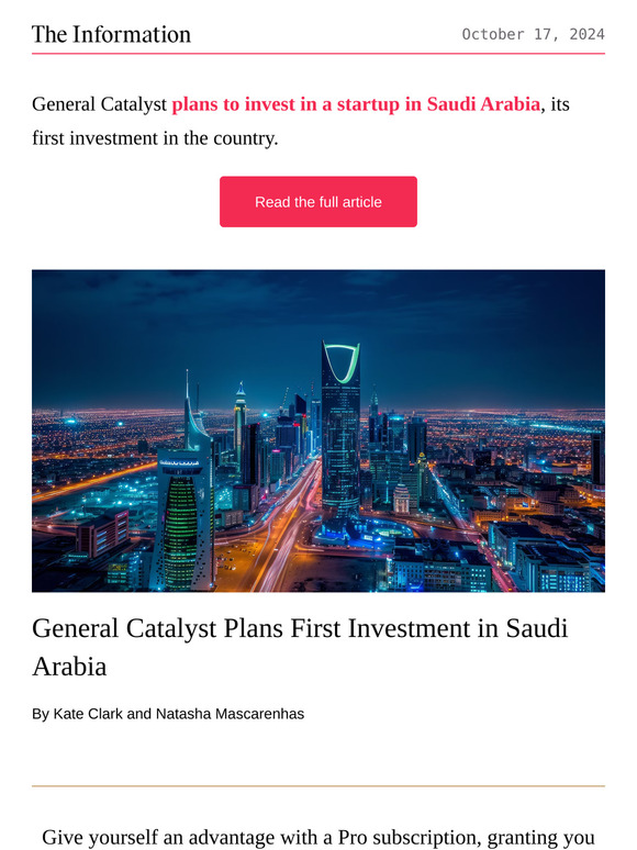 The Information: Scoop: General Catalyst Plans First Investment in ...