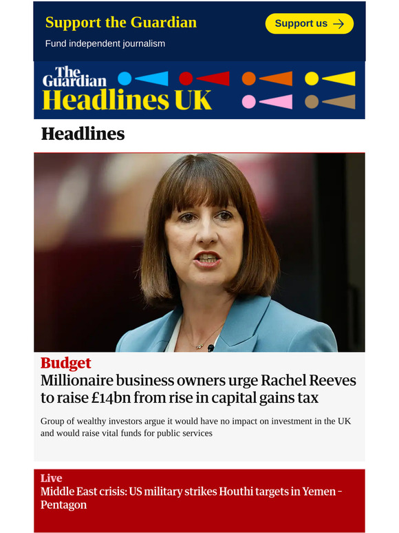 The Guardian: The Guardian Headlines: Millionaire business owners urge ...