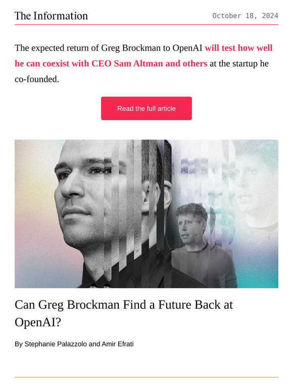 The Information: Exclusive: Can Greg Brockman Find a Future Back at ...