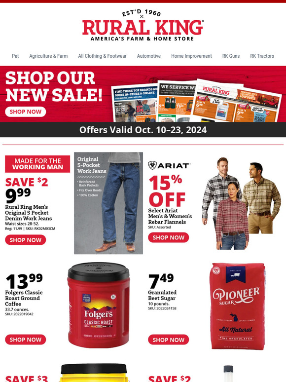 Rural King.com: 15% Off Select Ariat Rebar Flannels, $2 Off Triumph ...