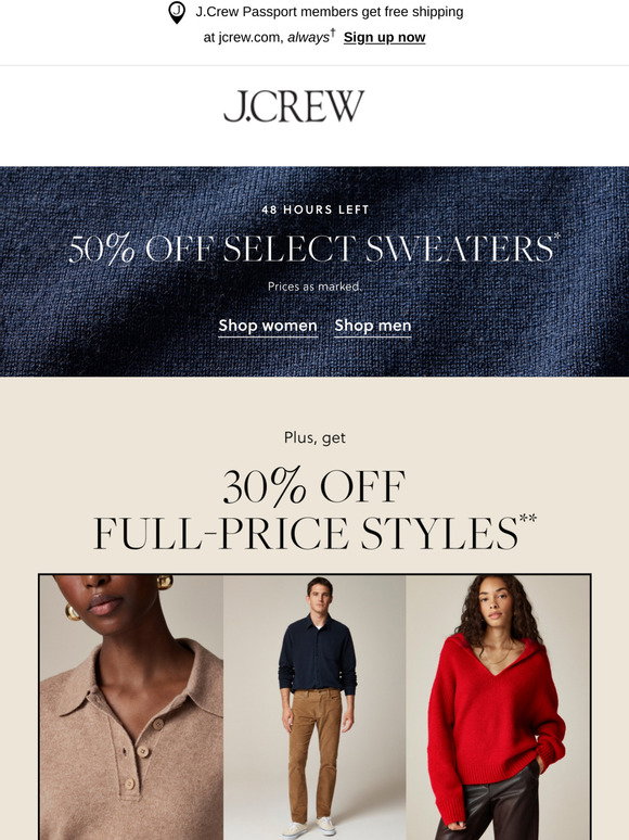 J.Crew: Your cue to checkout: 30% off ends tomorrow | Milled