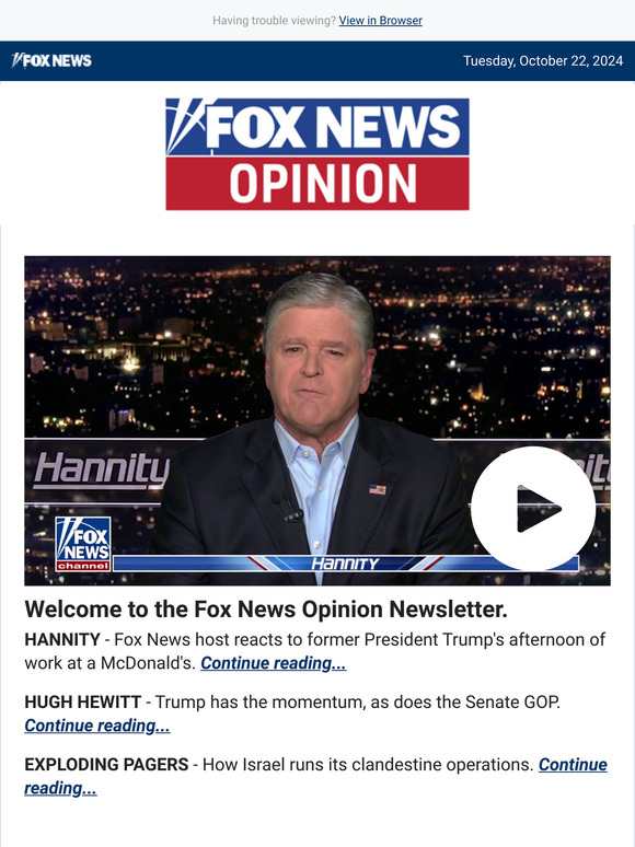 Fox News: Trump at McDonald's, Israel's exploding pagers, and more ... Fox News: Trump at McDonald's, Israel's exploding pagers, and more ...