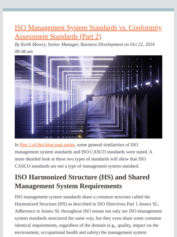 ANSI: New from the ANSI Blog: ISO Management System Standards vs ...