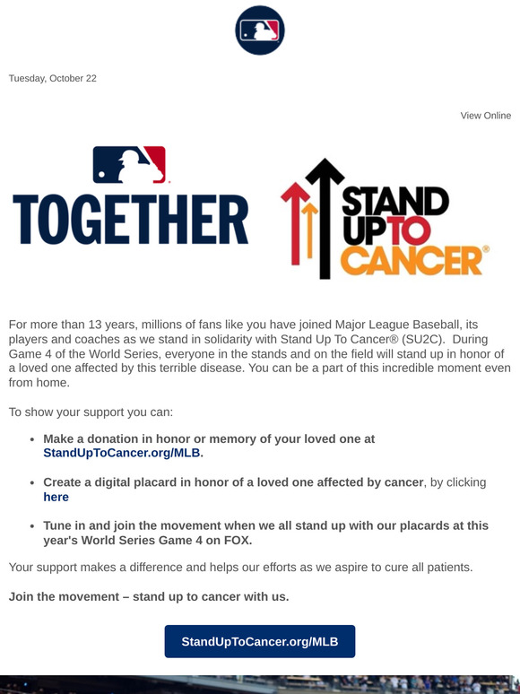 MLB.tv: Stand Up 2 Cancer during Game 4 of World Series | Milled
