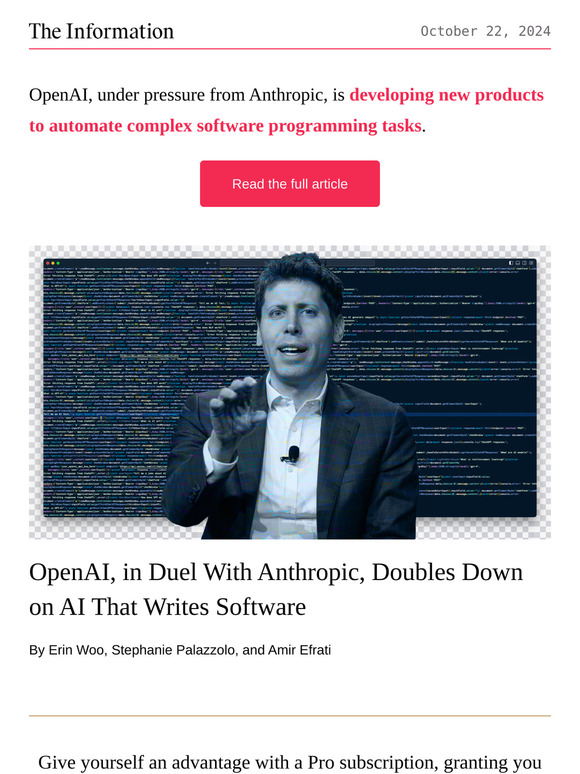 The Information: Exclusive: OpenAI, in Duel With Anthropic, Doubles ...