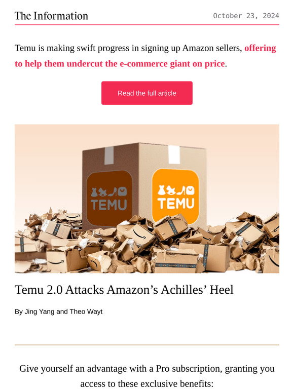 The Information: Temu 2.0 Launches Direct War With Amazon | Milled