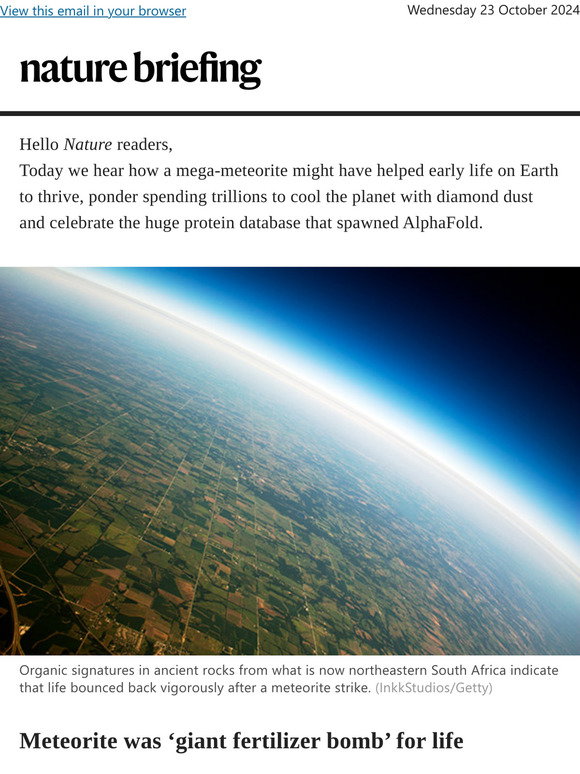 Nature: A mega-meteorite might have helped early life on Earth to ...