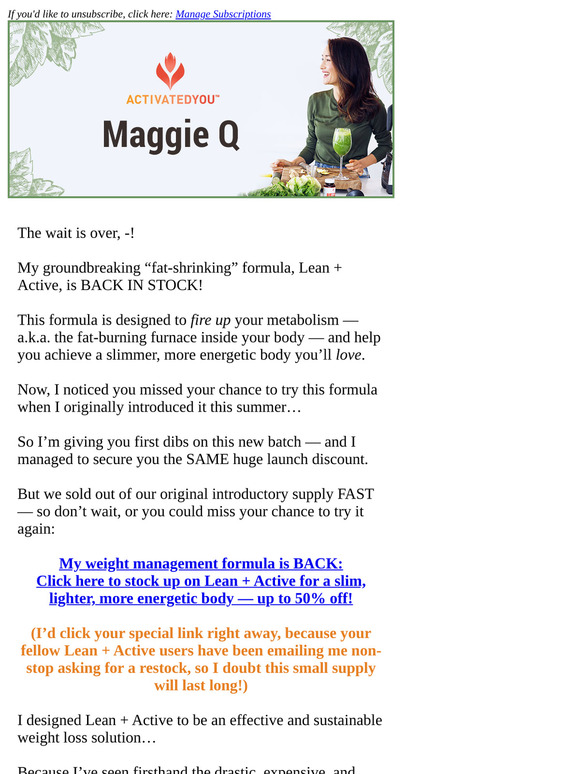 Activated You: It's BACK: Get your hands on Lean + Active! | Milled