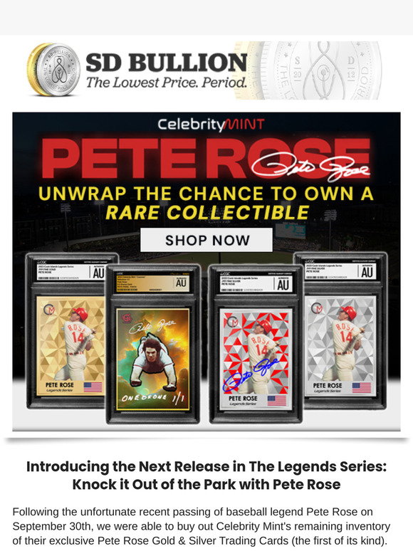 SD Bullion: ⚾ RARE Pete Rose Gold & Silver Trading Cards from Celebrity ...