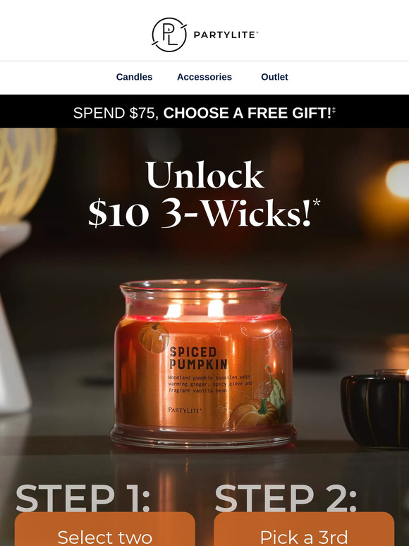 Party Lite: Unlock $10 3-Wicks for a Limited Time! | Milled