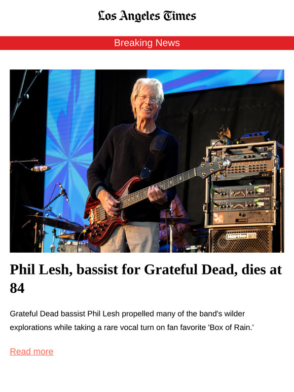 Los Angeles Times: Phil Lesh, bassist for Grateful Dead, dies at 84 ...