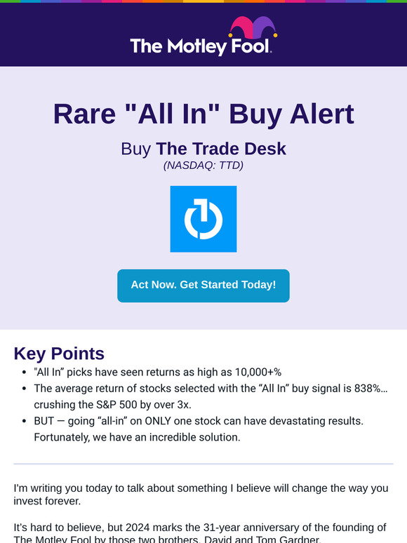 Motley Fool All In Buy Alert