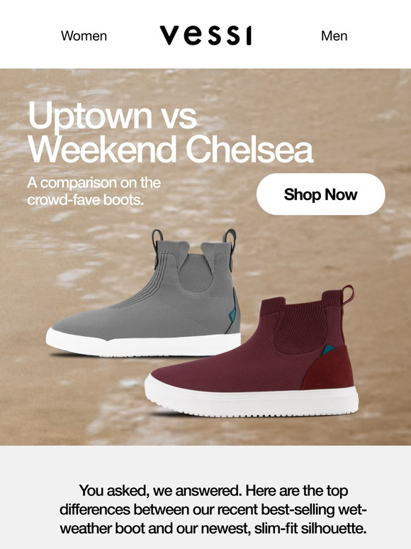 Vessi: Uptown vs Weekend Chelsea boot | Milled