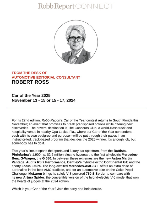 Robb Report: Robert Ross on this year's Car of the Year lineup | Milled