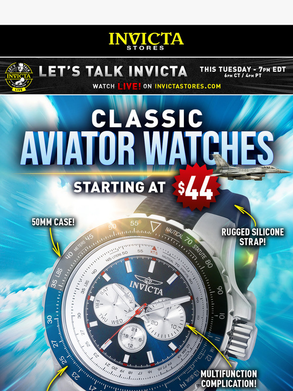 Invicta: NEW💥AVIATORS From $44 ️🤑Featuring NEW COLORS💥 | Milled