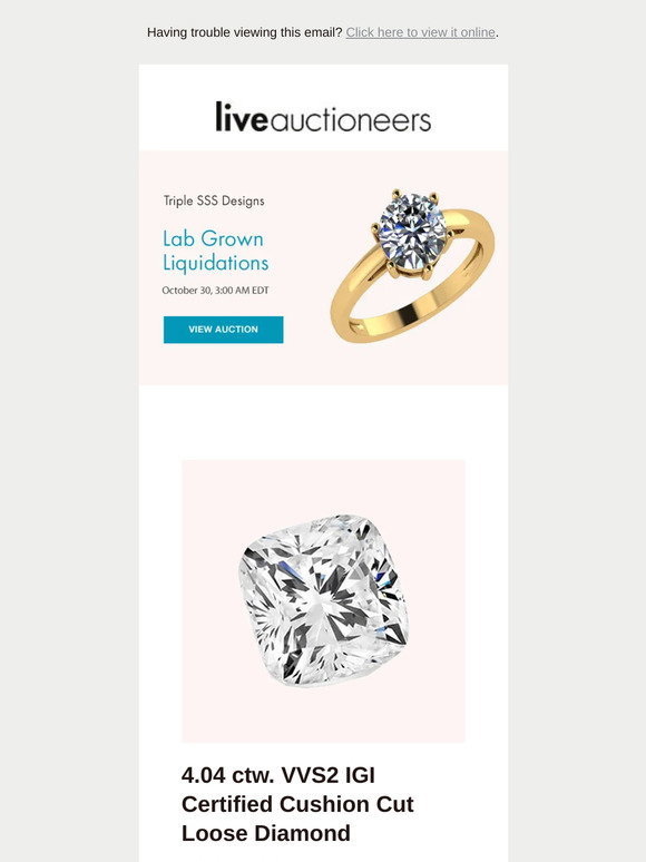 LiveAuctioneers: Triple SSS Designs | Lab Grown Liquidations | Milled