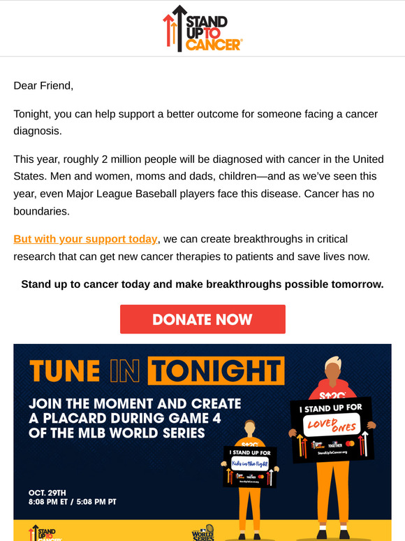 Stand Up To Cancer: Join SU2C and MLB Tonight to Fight Against Cancer ...