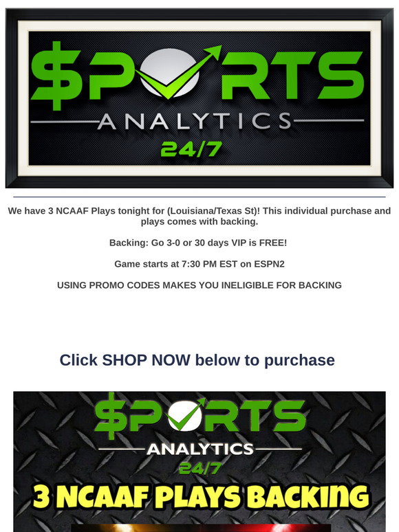 SportsAnalytics: Must go 3-0 or 30 days VIP FREE! | Milled
