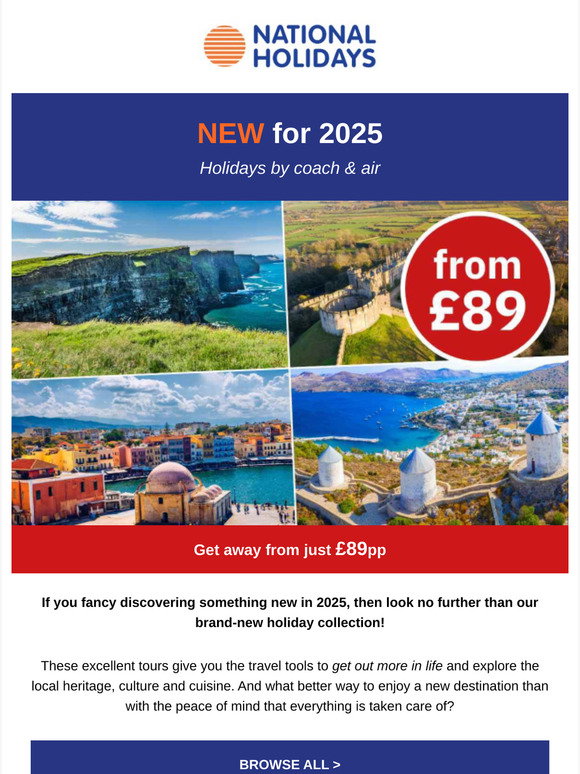National Holidays: New year, new destinations! 2025 breaks from £109 ...