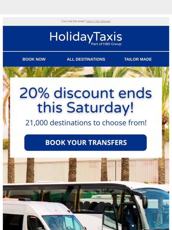 Holiday Taxis: Ending soon 20% off your next ride... ️🚕☀️ | Milled
