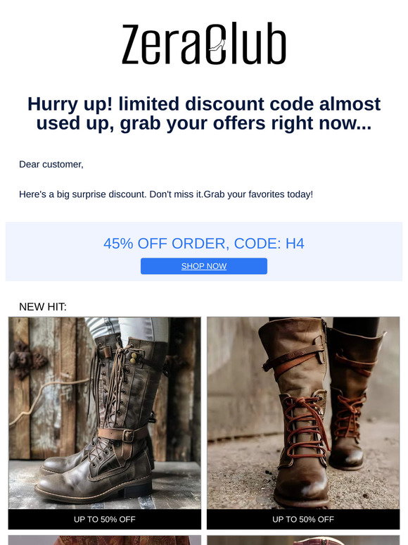 ZeraClub: Hurry up! limited discount code almost used up, grab your ...