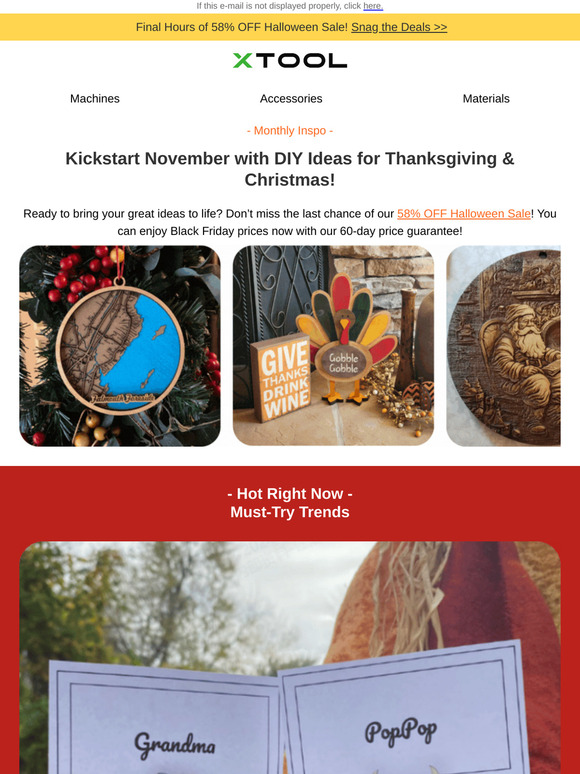 xtool: 🎄🦃Unwrap the Top 12 Holiday Craft Ideas This Nov | Monthly Inspo ...