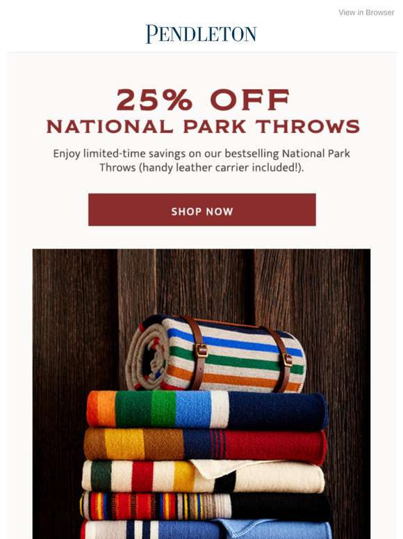 Pendleton: 25% off iconic National Park Throws, online and in stores | Milled