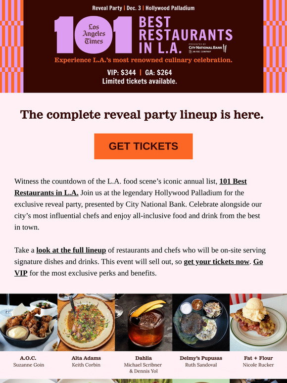 Los Angeles Times: FULL lineup out now: 101 Best Restaurants in L.A ...