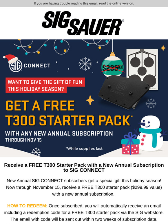 SIG SAUER: FREE T300 Starter Pack for New SIG CONNECT Annual ...
