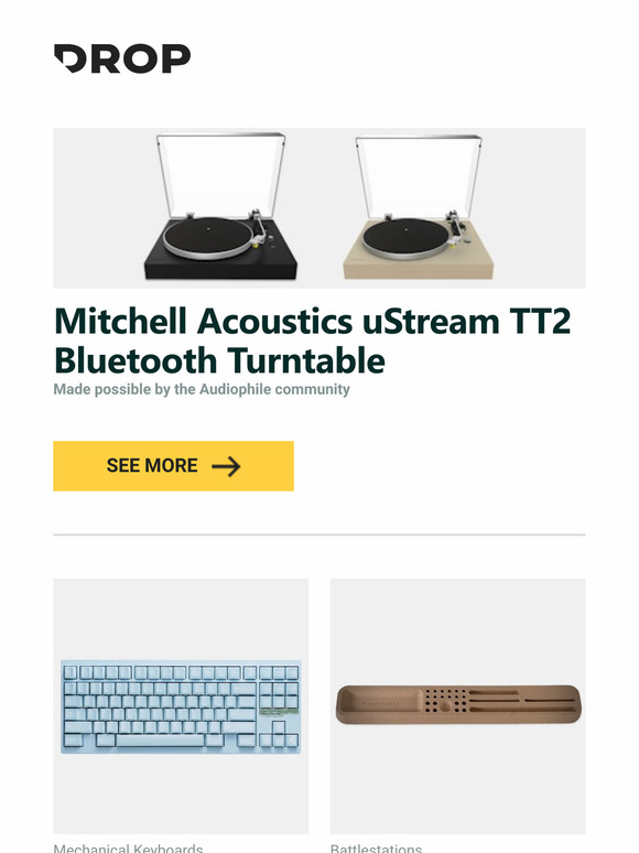 Drop: Mitchell Acoustics uStream TT2 Bluetooth Turntable, FRONTIER ...