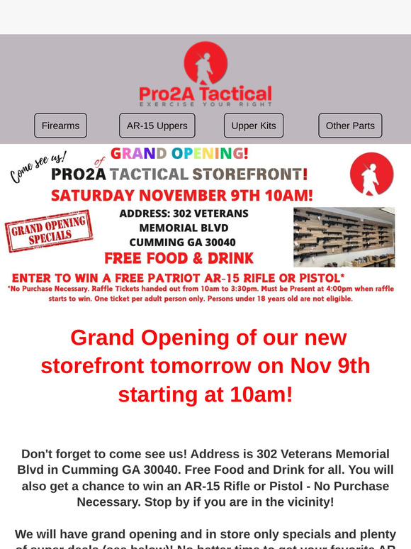 Pro2A Tactical: Grand Opening of New Pro2A Tactical Storefront tomorrow ...