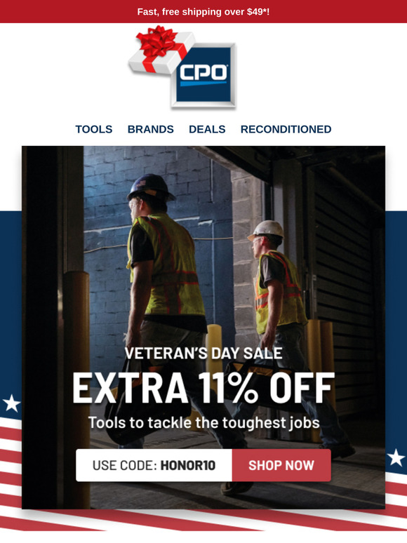 Tyler Tool: Salute to Savings: Extra 11% off during our Veteran's Day ...