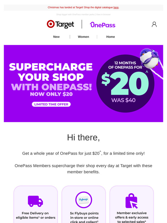Target: Hi there, Get a whole year of OnePass for $20! was $40 | Milled