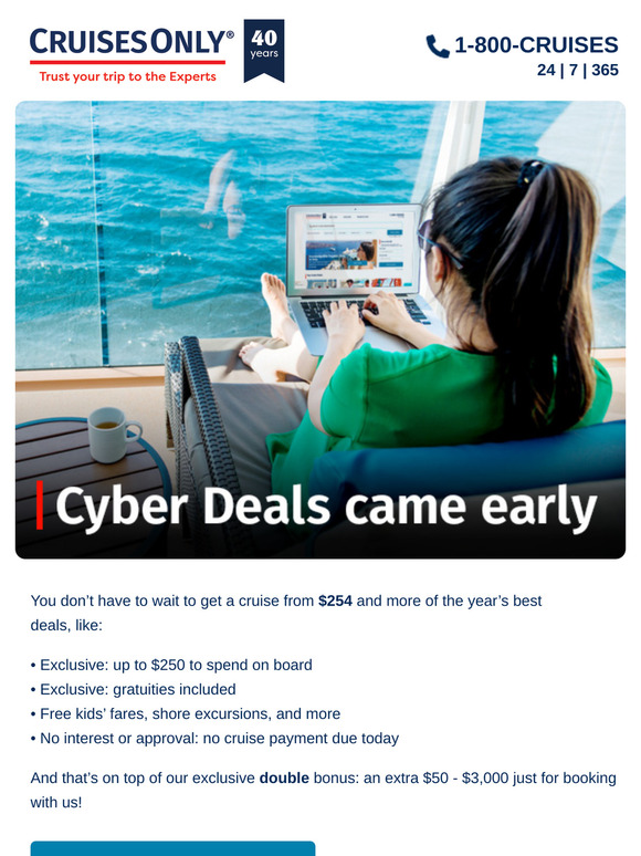 CruisesOnly: Sneak peek: Cyber Deals came early | Milled